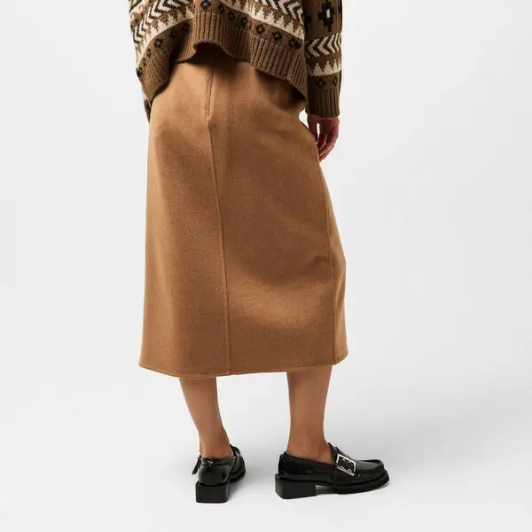 Max Mara Woolen Midi Skirt With Belted Detail