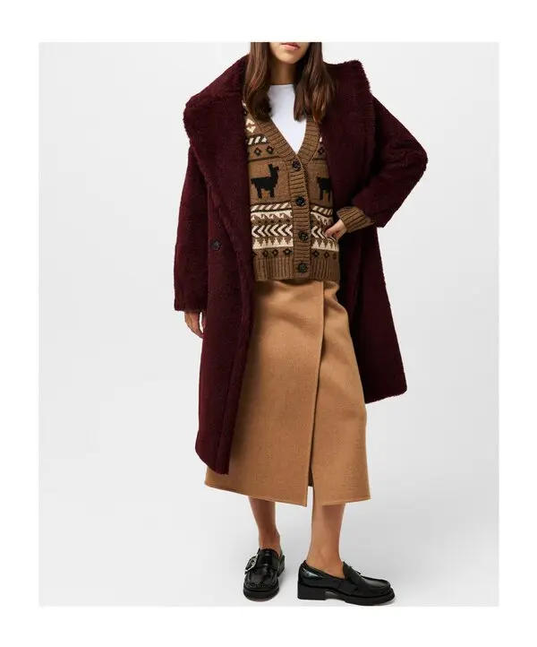 Max Mara Woolen Midi Skirt With Belted Detail