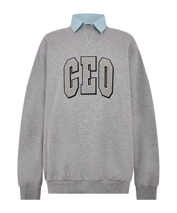 Balenciaga Long Sleeve Sweatshirt With Faux Shirt Collar