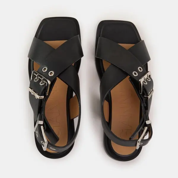 GANNI Buckle Sandals - Black