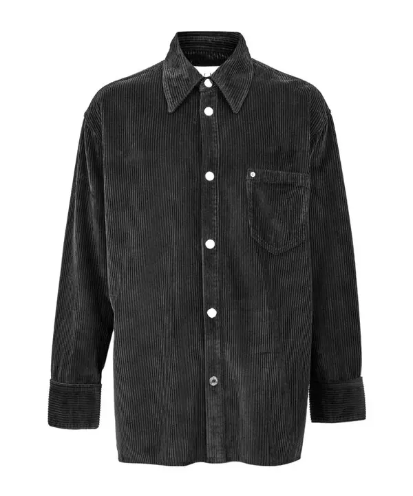 AMI Paris Loose Overshirt In Thick Corduroy - Black