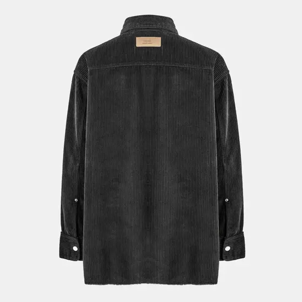 AMI Paris Loose Overshirt In Thick Corduroy - Black