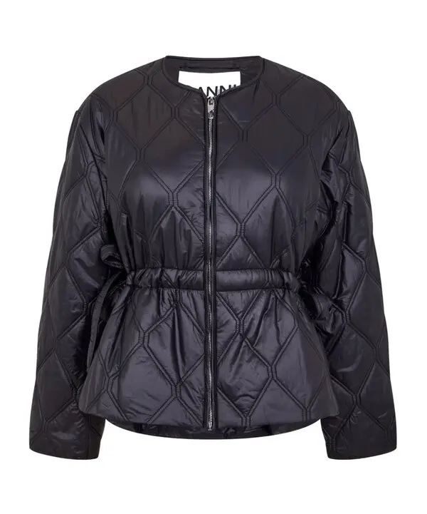 GANNI Quilted Zip-up Jacket With Drawstring Waist