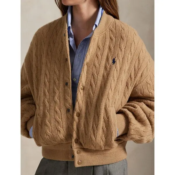 Polo Ralph Lauren Cable Knit Bomber Jacket - No