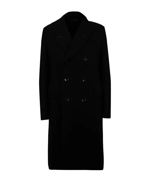 TOM FORD Double-breasted Long Coat - Black