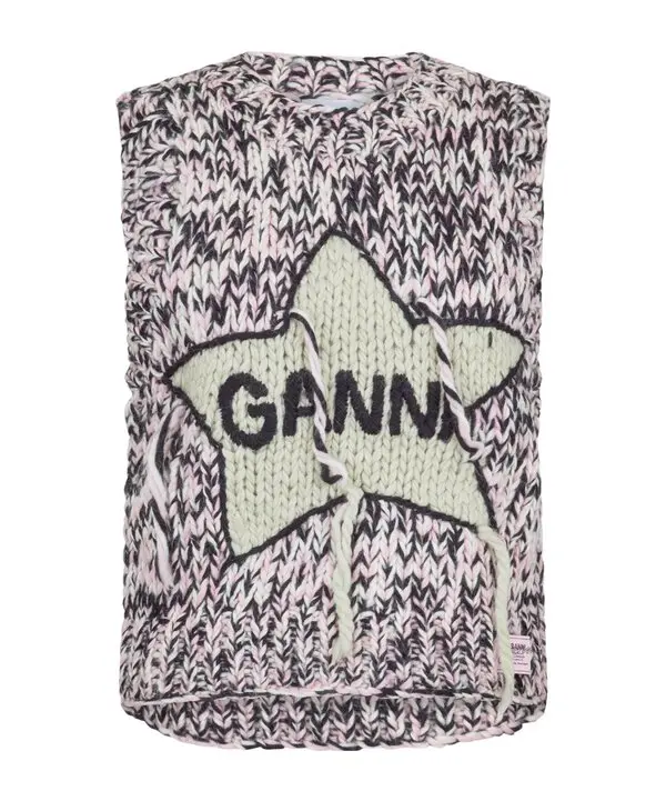 GANNI Sleeveless Knit Vest With Star Detail