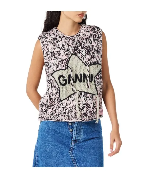 GANNI Sleeveless Knit Vest With Star Detail