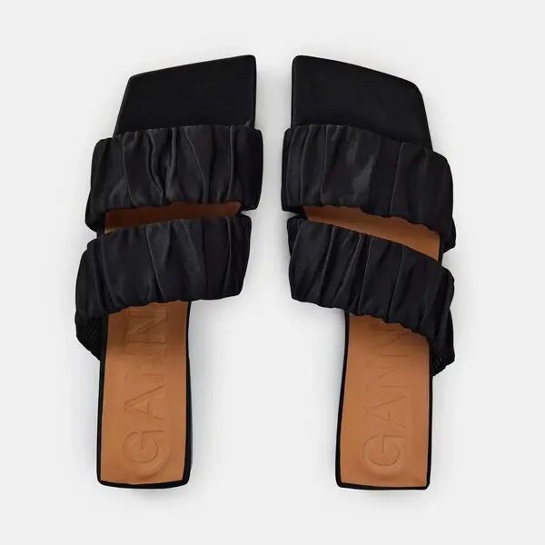 GANNI Pleated Open Toe Slippers