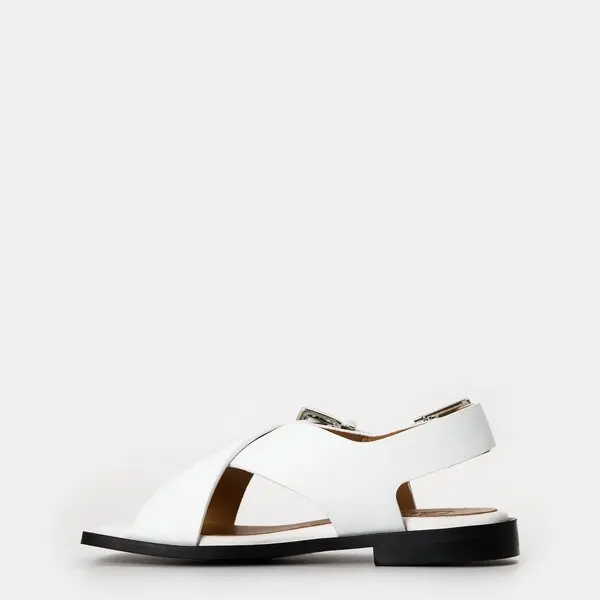 GANNI Buckle Flat Sandals - White