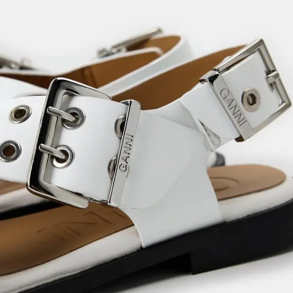GANNI Buckle Flat Sandals - White