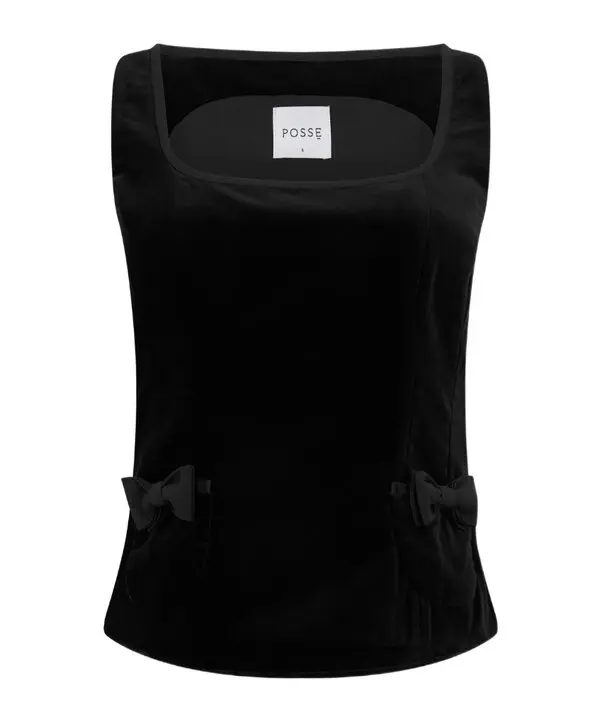 Posse Square Neck Vest With Bow Detail Pockets