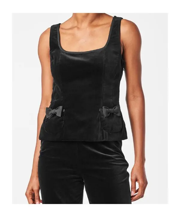 Posse Square Neck Vest With Bow Detail Pockets