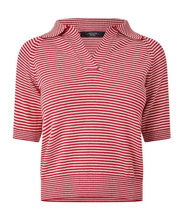 Max Mara Horizontal Striped Knit Top - Red