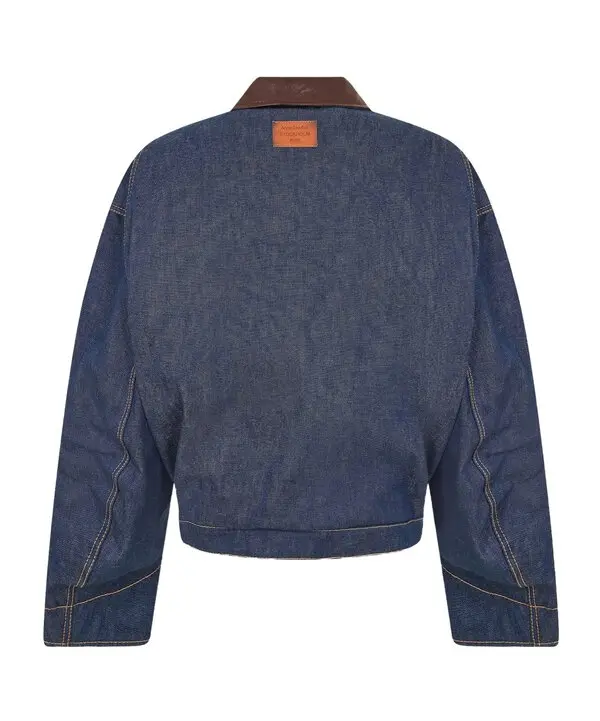 Acne Studios Denim Trucker Jacket With Leather Collar