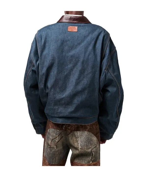 Acne Studios Denim Trucker Jacket With Leather Collar