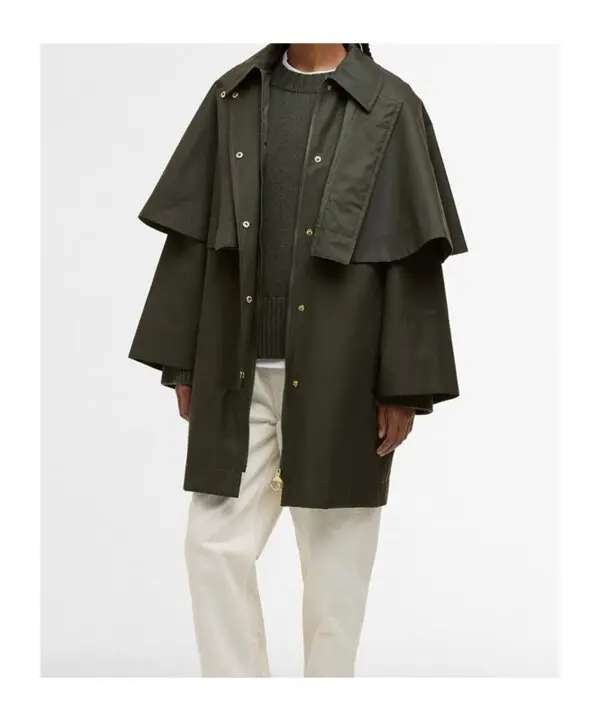 Barbour Long-sleeved Trench Coat With Cape Detail