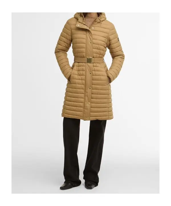Barbour Quilted Long Sleeve Hooded Jacket With Belt