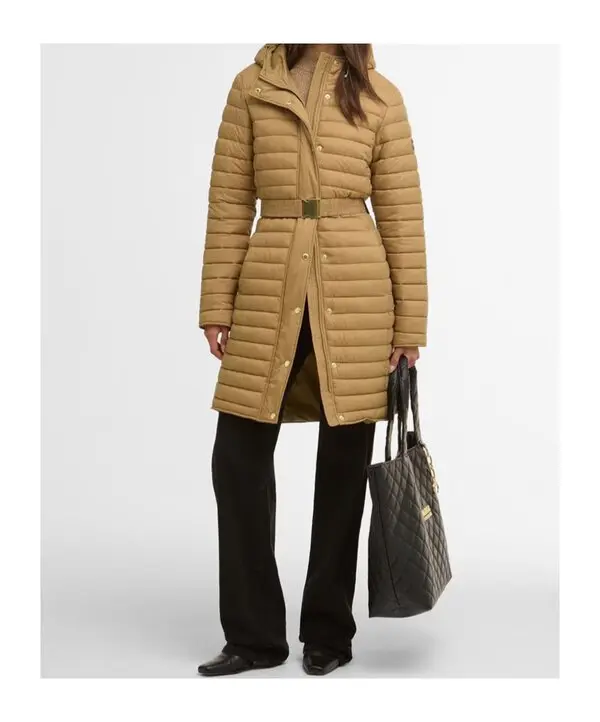 Barbour Quilted Long Sleeve Hooded Jacket With Belt