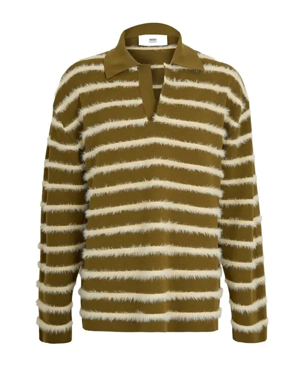 AMI Paris Striped Polo Shirt
