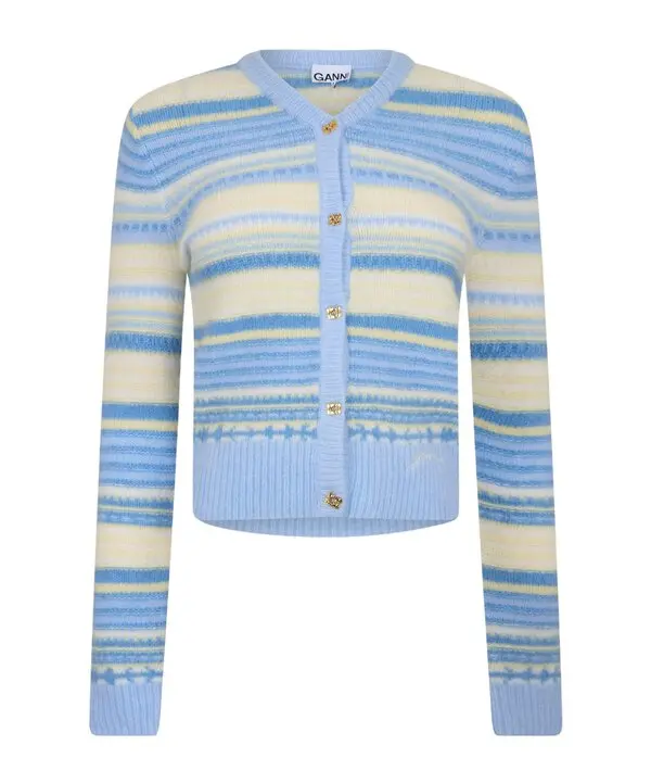 GANNI V-neck Knit Cardigan - Blue