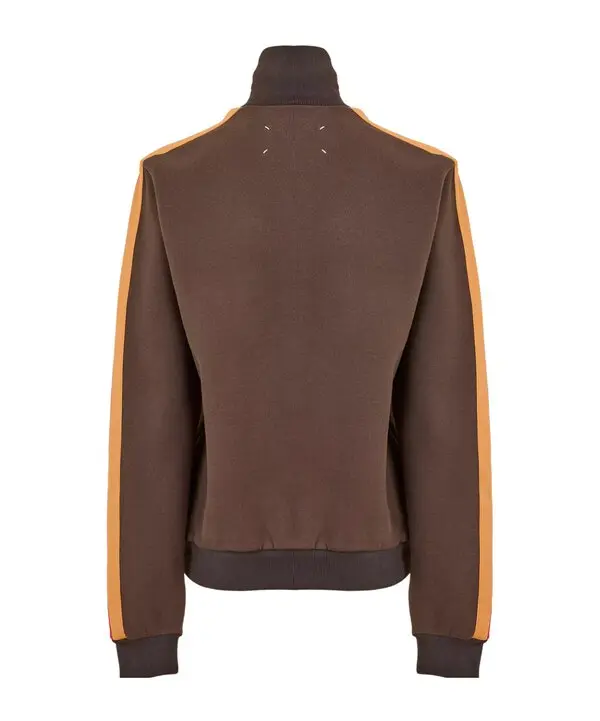 MAISON MARGIELA Crew Neck Half Zip Sweatshirt With Contrast Stripes