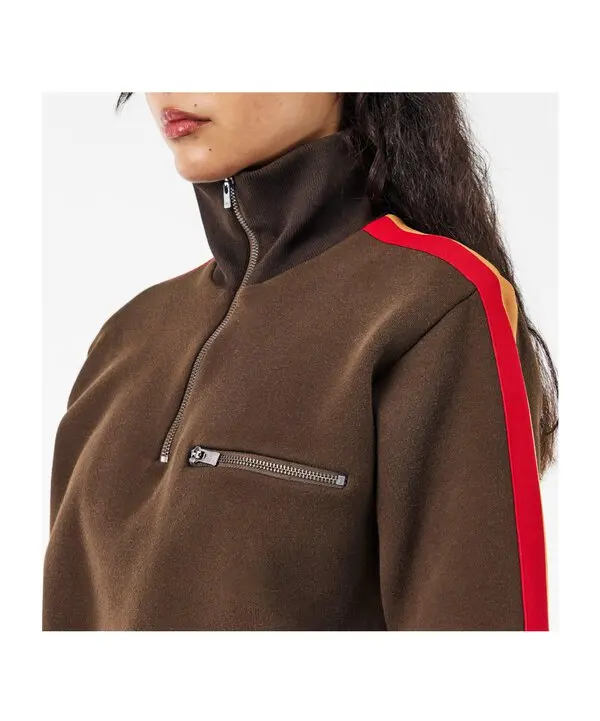 MAISON MARGIELA Crew Neck Half Zip Sweatshirt With Contrast Stripes