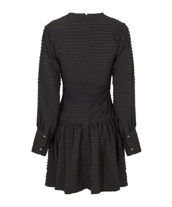 GANNI Long-sleeve Pleated Mini Dress - Black