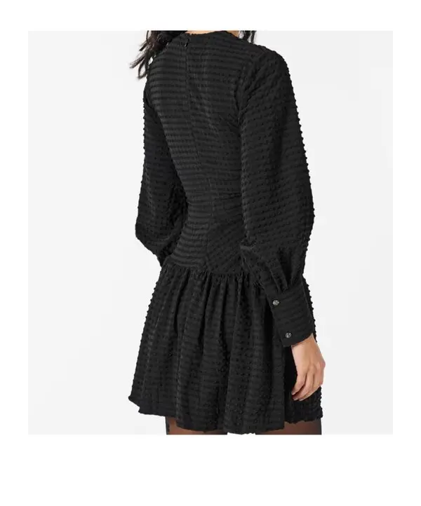 GANNI Long-sleeve Pleated Mini Dress - Black