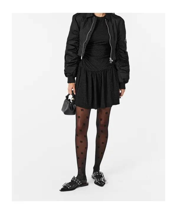 GANNI Long-sleeve Pleated Mini Dress - Black