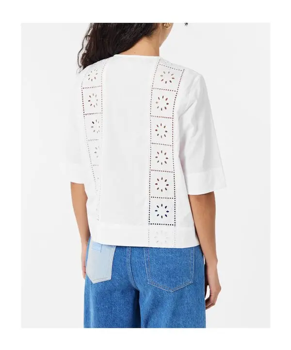 GANNI Embroidered Cotton Blend Top
