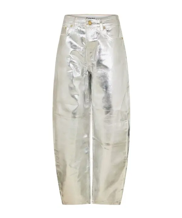 GANNI Metal Foil Tapered Jeans