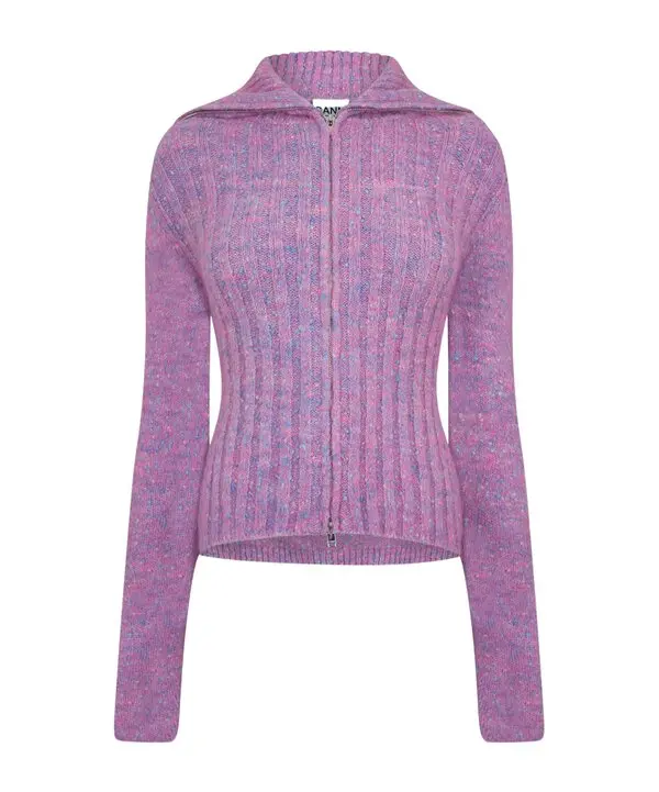 GANNI Zip-up Knit Jacket - Purple