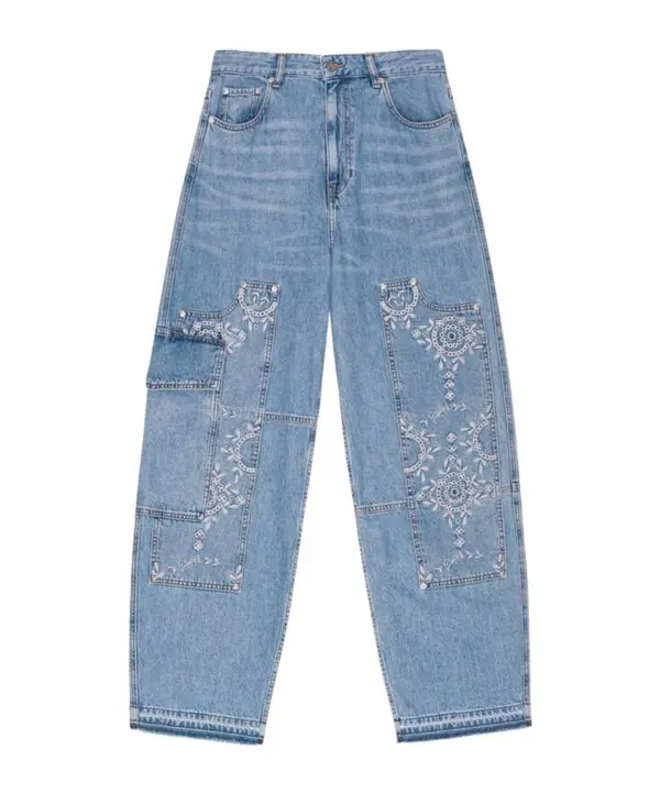 GANNI Embroidered Wide-leg Jeans