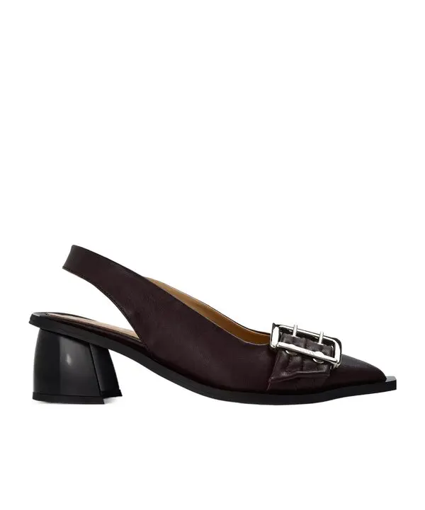 GANNI Slingback Block Heel Court Shoes - Black