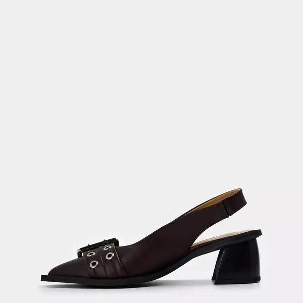 GANNI Slingback Block Heel Court Shoes - Black