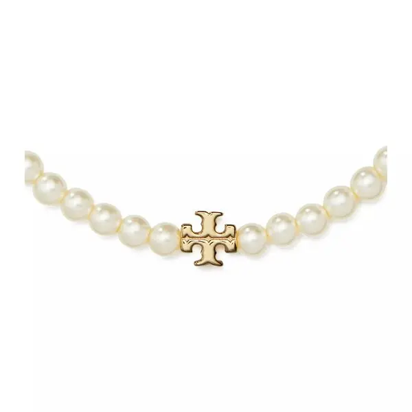Tory Burch Kira Pearl And Logo Choker Necklace