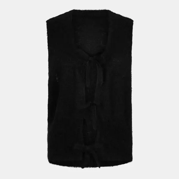 GANNI Sleeveless Knit Vest With Tie Detail