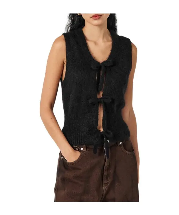 GANNI Sleeveless Knit Vest With Tie Detail