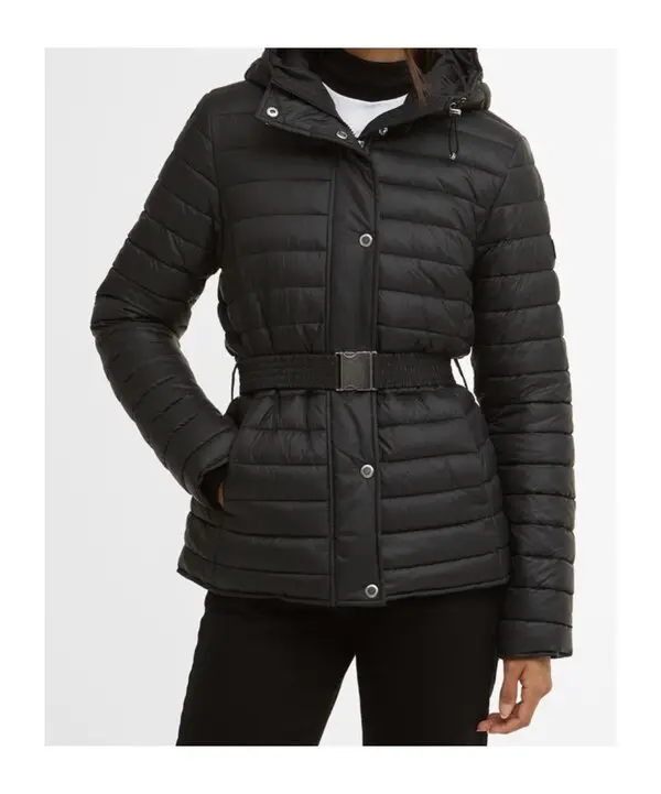 Barbour Quilted Cotton Belted Jacket With Zip Closure