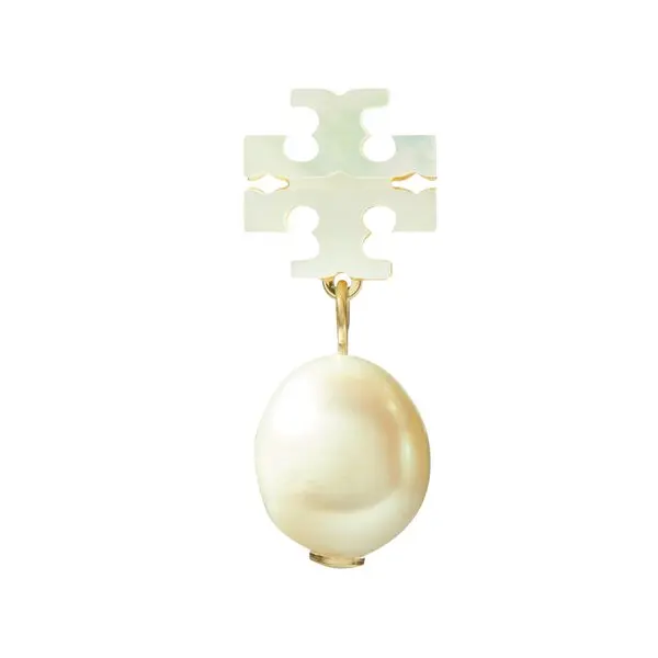 Tory Burch Pearl Drop Cross Stud Earrings