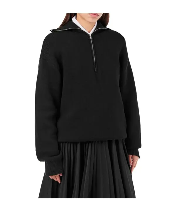 Balenciaga Quarter Zip Knit Top - Black