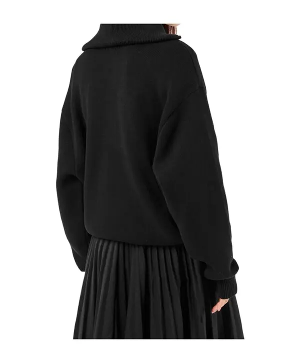 Balenciaga Quarter Zip Knit Top - Black