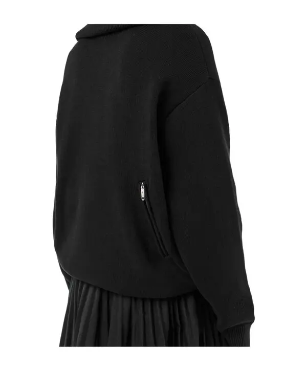 Balenciaga Quarter Zip Knit Top - Black