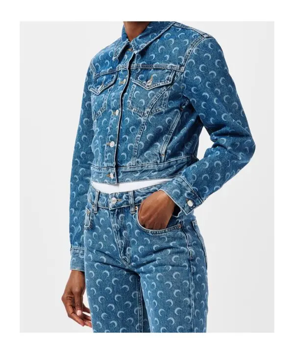 MARINE SERRE Moon Pattern Button Denim Jacket