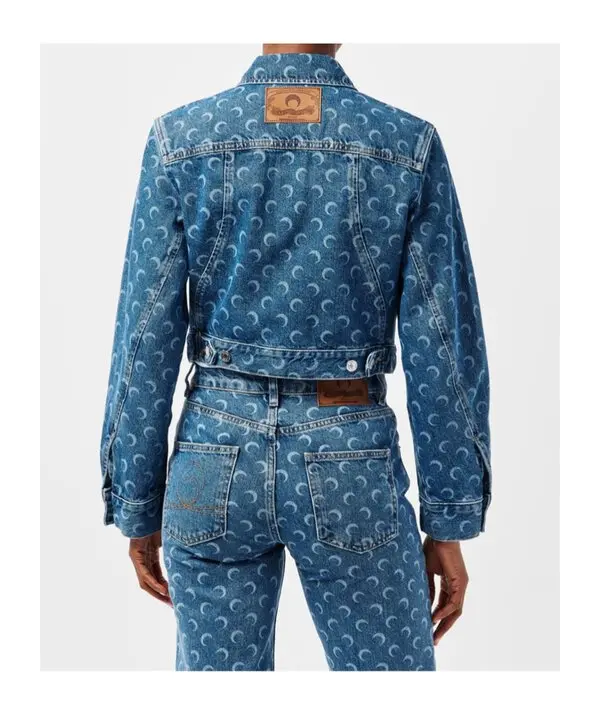 MARINE SERRE Moon Pattern Button Denim Jacket