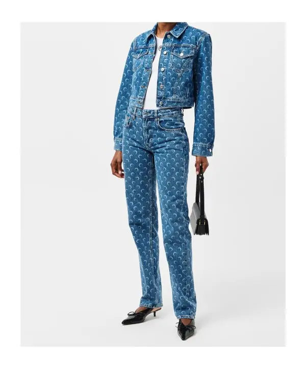 MARINE SERRE Moon Pattern Button Denim Jacket