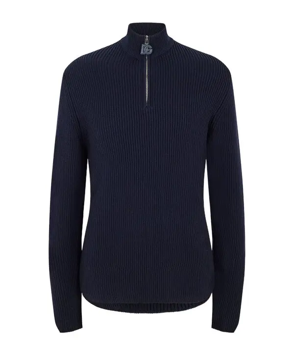 Dolce & Gabbana Ribbed Knit Quarter-zip Top