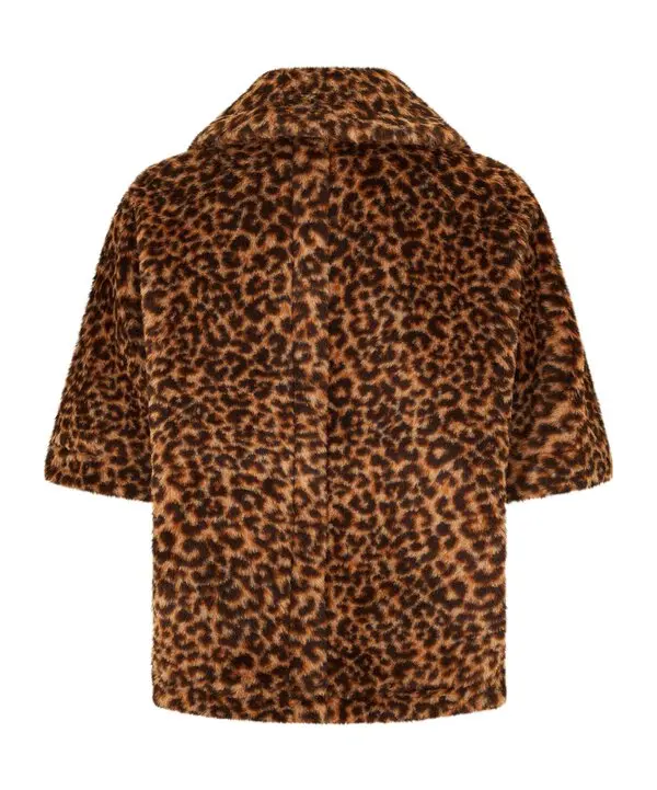 Max Mara Faux Fur Leopard Print Shawl Jacket