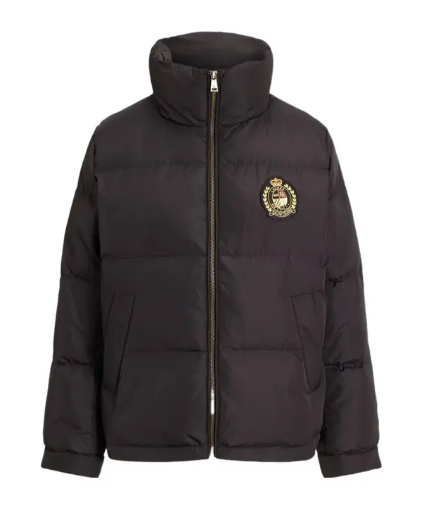 Ralph Lauren Quilted Leather Puffer Jacket With Stand Collar