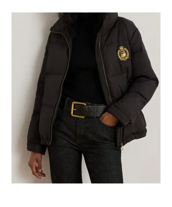 Ralph Lauren Quilted Leather Puffer Jacket With Stand Collar